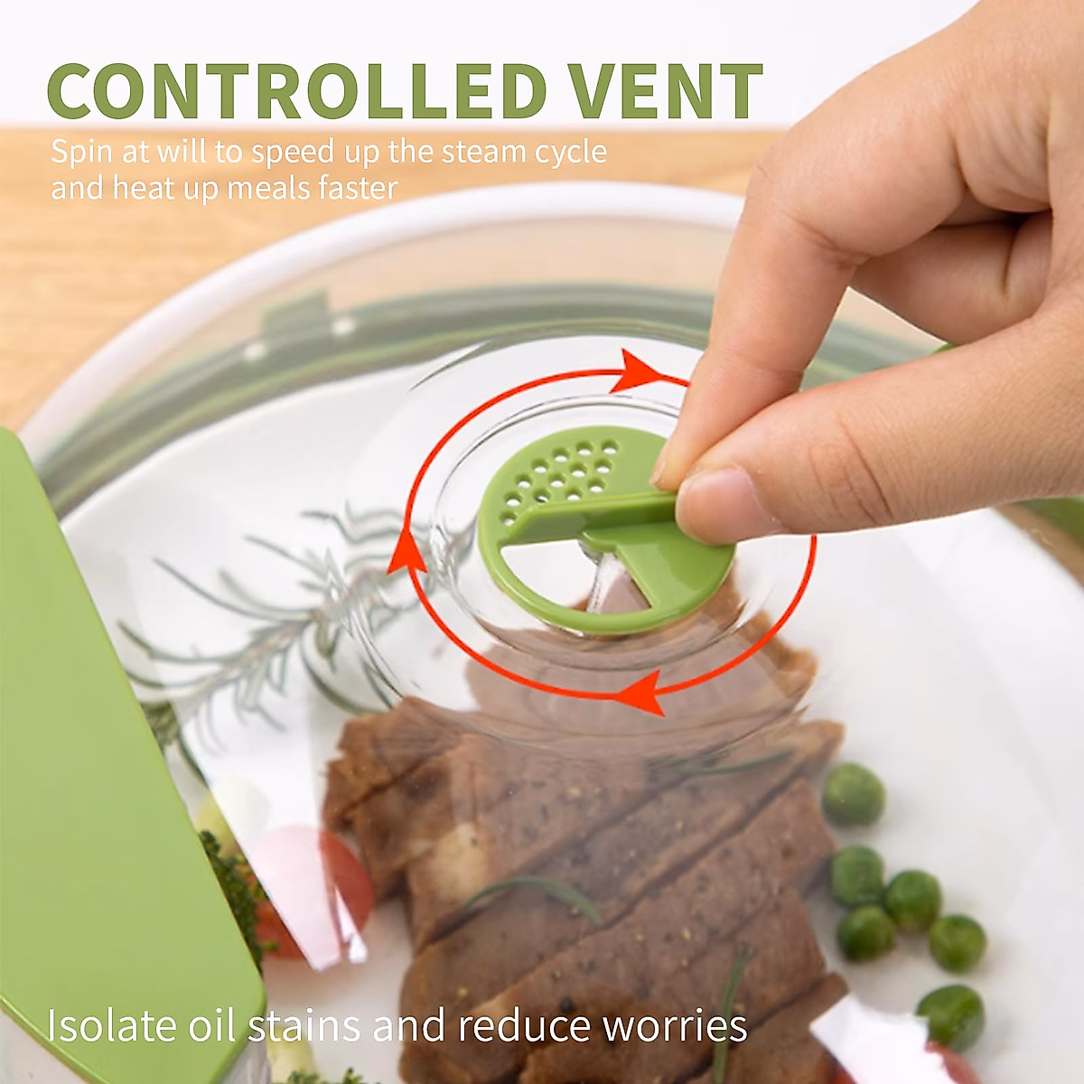 POUYRBA Microwave Cover for Food, 12 Inch Plastic Microwave Splatter Cover with Handle Water Storage Box and Adjustable Steam Vents Holes Microwave Plate Covers for Plates Bowls and Cups