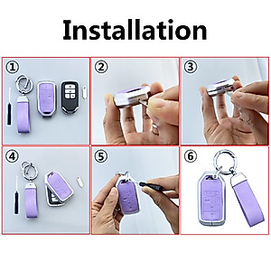 Yuebutor Aluminum Alloy Key Fob Cover Case Compatible with Honda Accord Civic Pilot CRV HRV CRZ Fit Odyssey Passport Jed Crider Crosstour Crider Spirior Accessories (Purple)