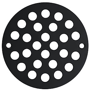 4 Inch Shower Drain Cover,Round Screw-in Floor Drain Cover,Easy-to-Install Replacement Cover Black