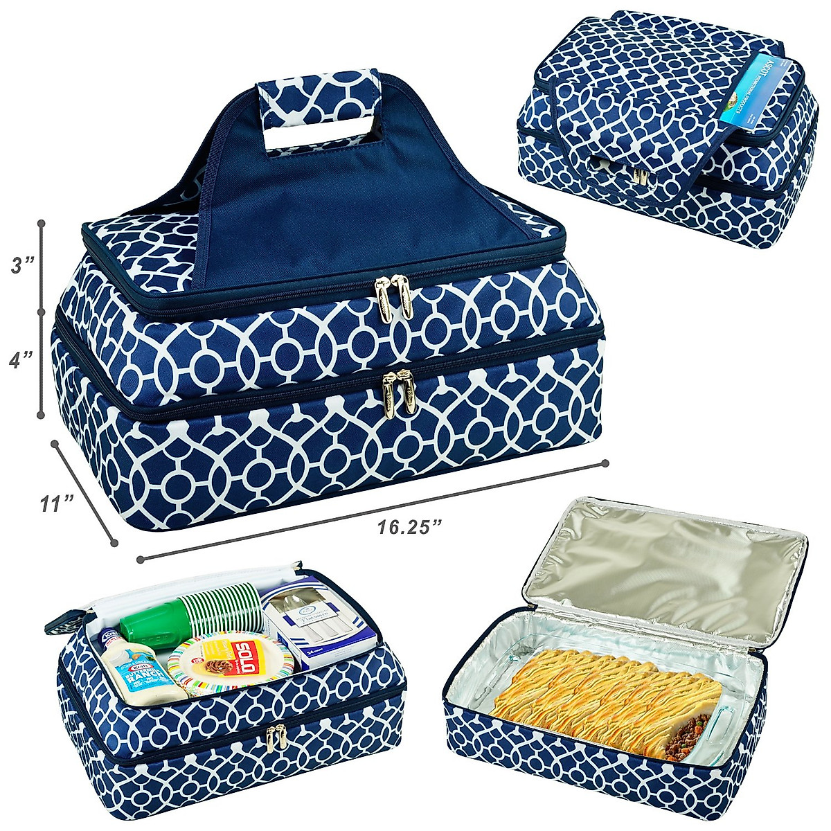 Picnic at Ascot Original Insulated Double Layer Thermal Food and Casserole Carrier- keeps Food Hot or Cold- Designed & Quality Approved in the USA