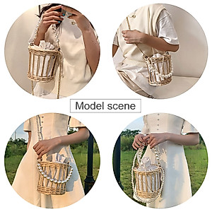 Wicker Purse Handbag Round Crossbody Bag For Women Summer Beach Straw Phone Tote