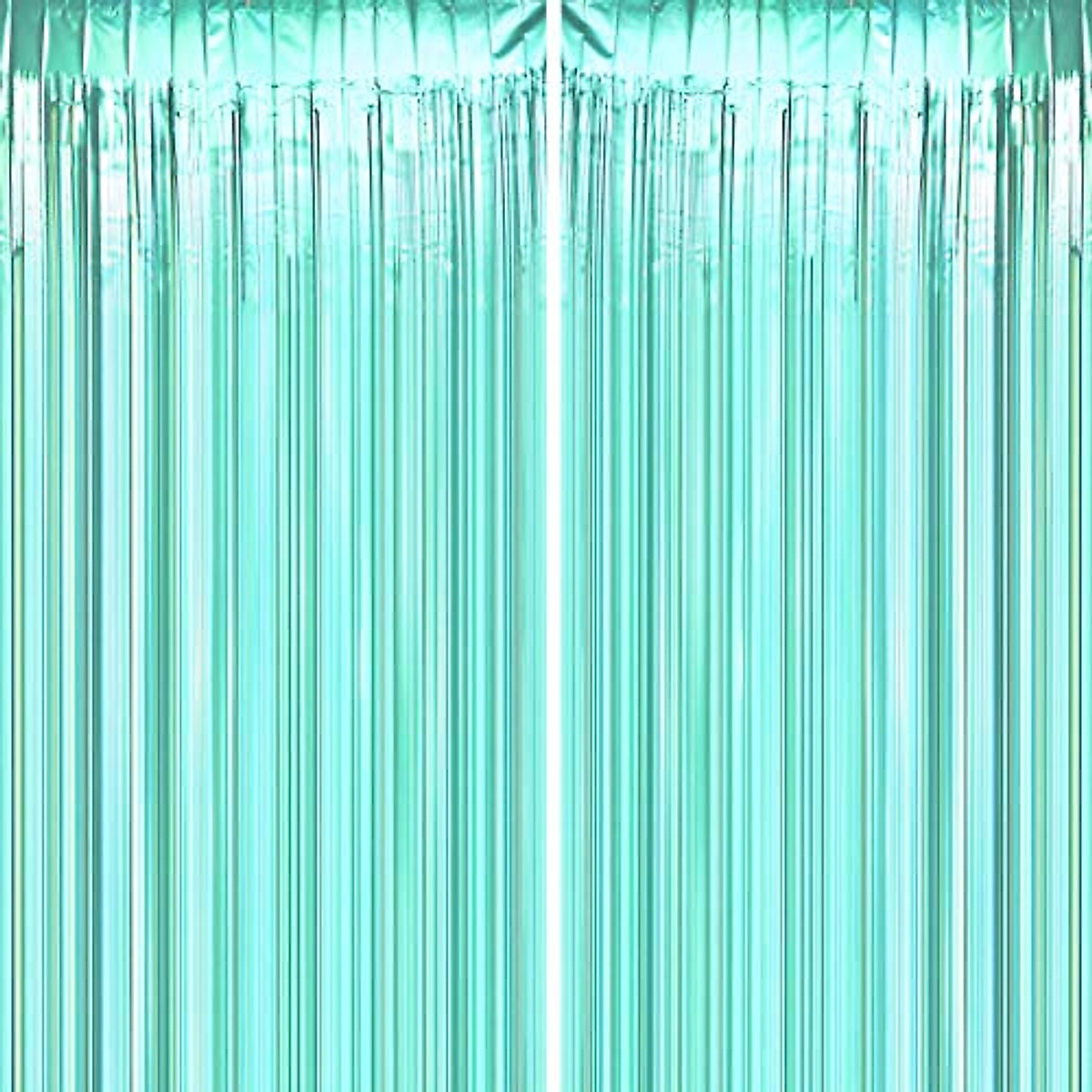 Teal Blue Tinsel Foil Fringe Curtains - Under The Sea Baby Shower Birthday Photo Backdrops Bachelorette Wedding Bridal Shower Party Decor Photo Booth Props Backdrops Decorations, 2pc