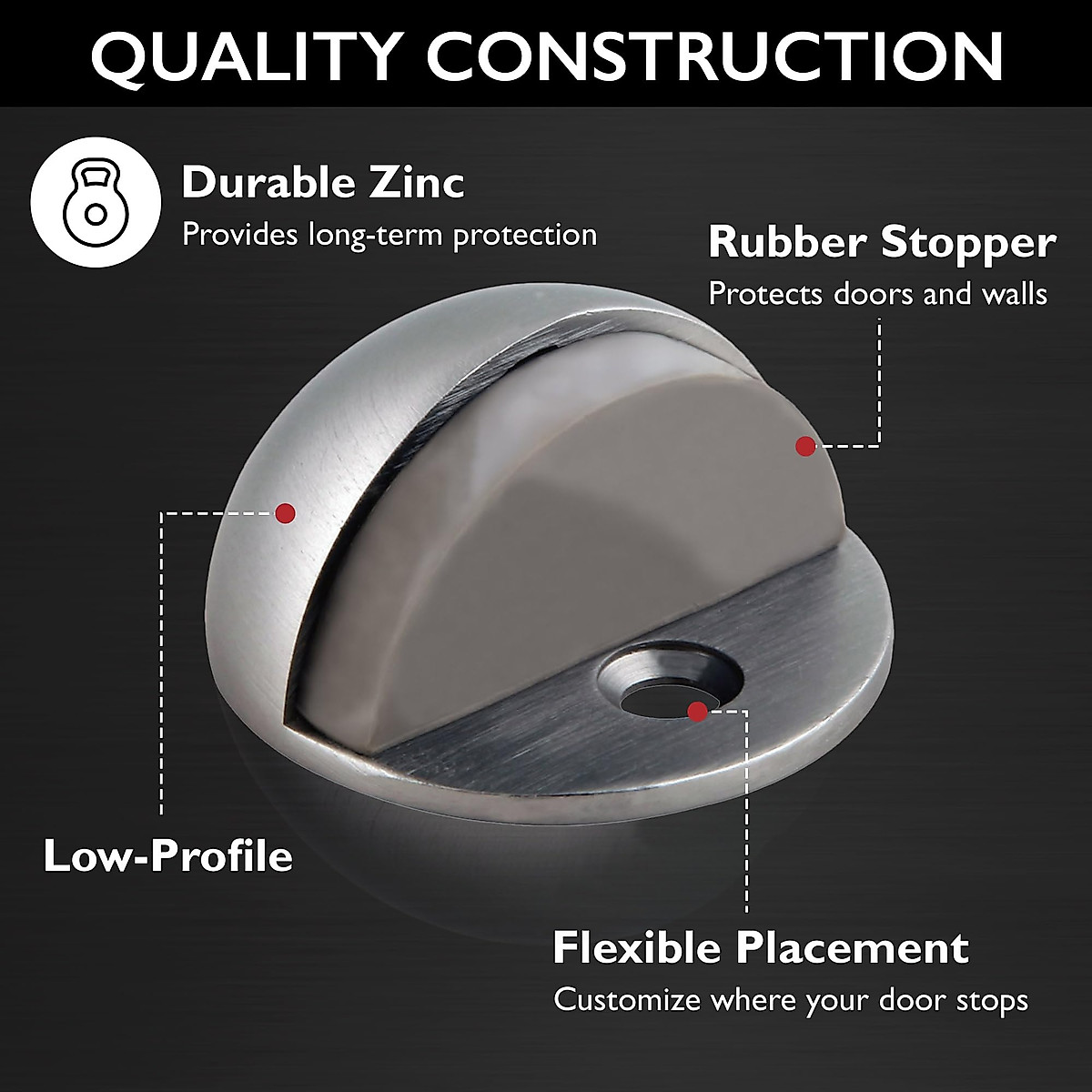 Design House 181883 Dome Door Stops, 5-Pack, Satin Nickel