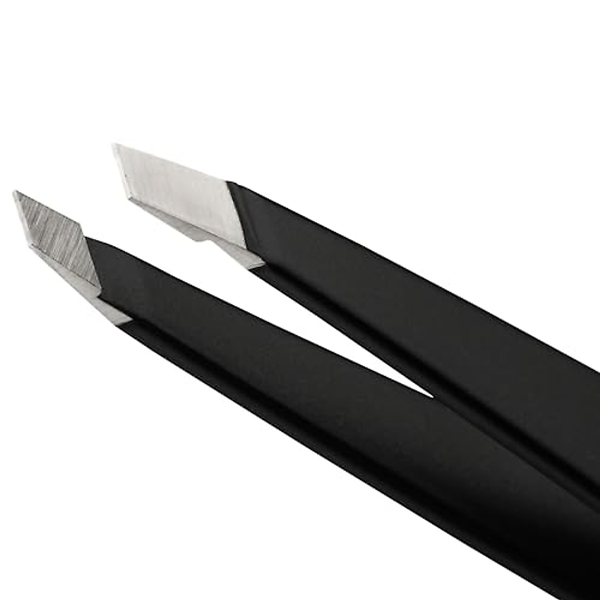 Tweezerman Stainless Steel Slant Tweezer - Eyebrow Tweezers for Women and Men (Black)