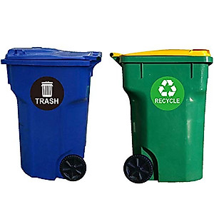 4"x4" Recycle Sticker Sign Trash Can Decal - 12 Recycling Trash Bin Labels Waterproof Organize & Coordinate Garbage Waste from Recycling (Recycle Trash, 4 inch)