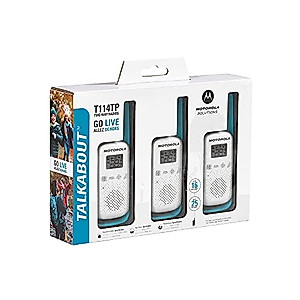 Motorola Solutions Talkabout T114TP White/Blue 16 Mile 2 Way Radio Three Pack