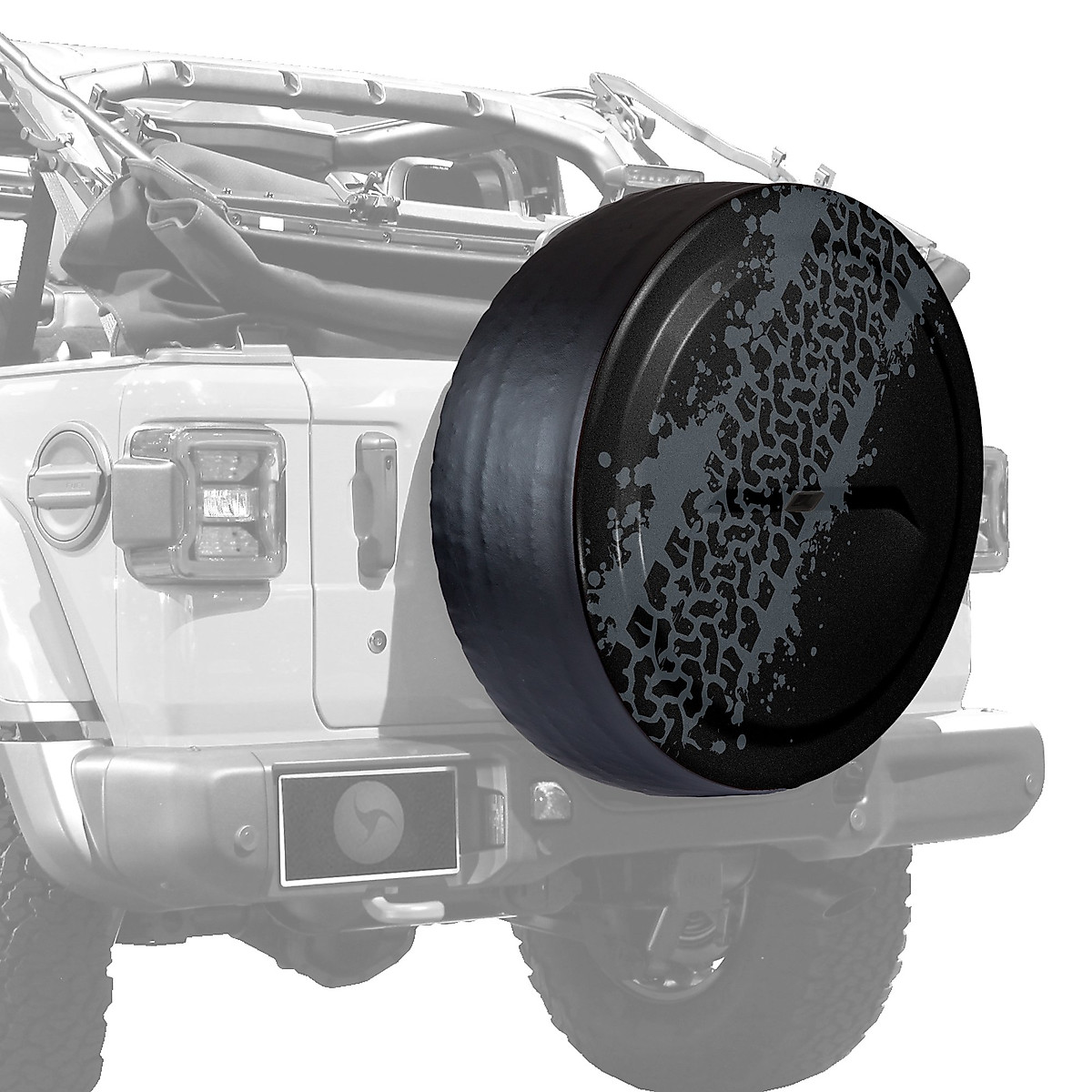 Boomerang Compatible with 2018 Jeep Wrangler JL - 32" Rigid Tire Cover - (Hard Plastic Face & Vinyl Band) - Mud Track