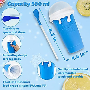 Slushy Cup Maker,Large Slushie Maker Cup 500ml,Double Layers Silicone Slushie Cup Maker Squeeze Cup,Quick Frozen Magic Slushy Maker Cup,DIY Slush Cup,Cool Stuff Gifts for Kids and Family - Azure Blue