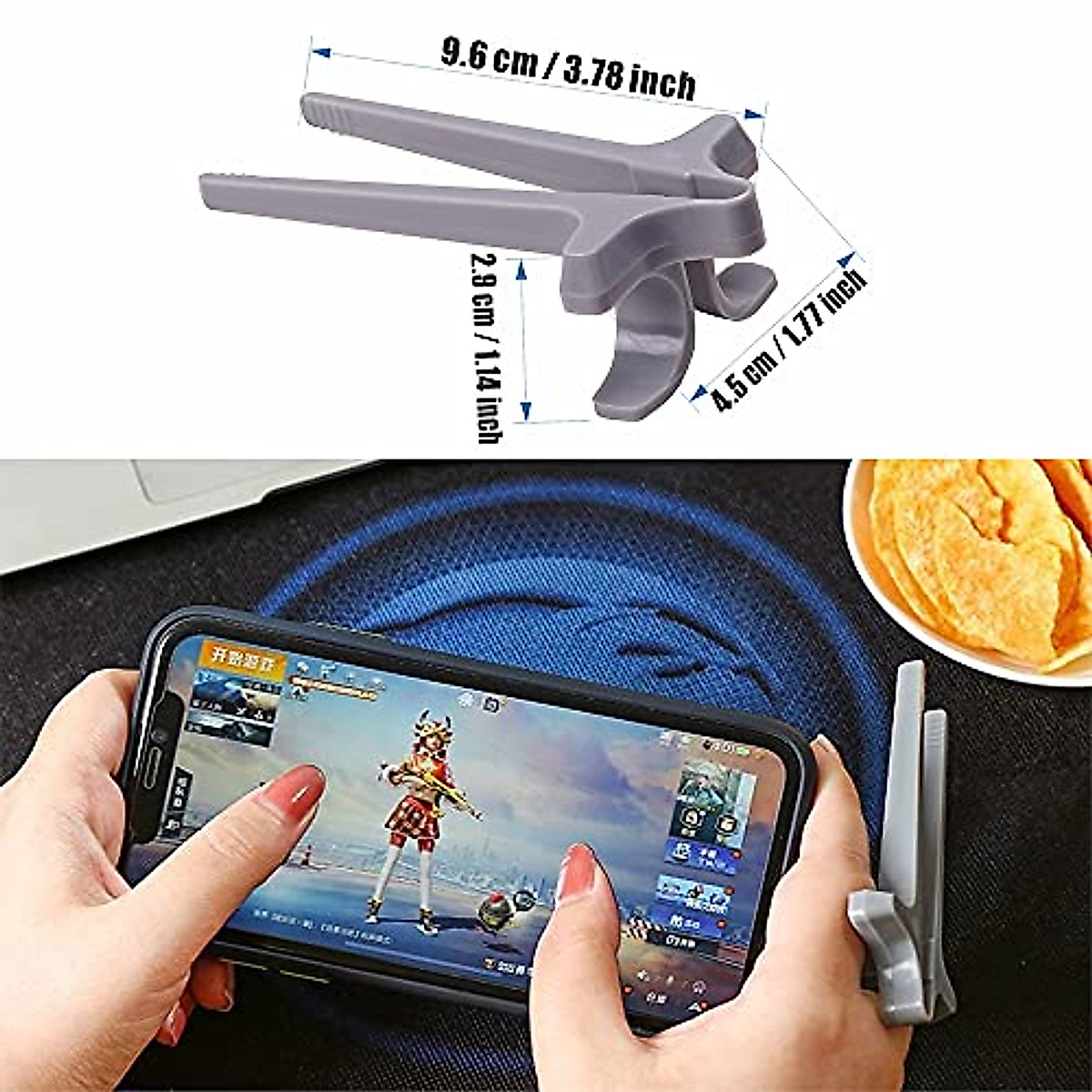 Heeloo 4pcs Finger Chopsticks for Gamers,Snack Clips,Gaming Finger Sleeves,Game Controllers,Game Accessories,Cell Phones Accessories,Gamer Gifts, Finger Tongs（Black，4 pcs）