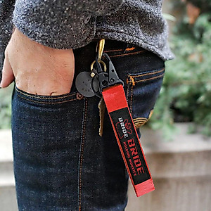 Q1-TECH, 1pcs Bride Racing Keychain Rope Strap Weave Keyring (Red)