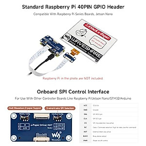 waveshare 5.83inch E-Ink Display HAT Compatible with Raspberry Pi 4B/3B+/3B/2B/B+/A+/Zero/Zero W/WH/Zero 2W Series Boards 648×480 Resolution Red/Black/White Three-Color SPI Interface