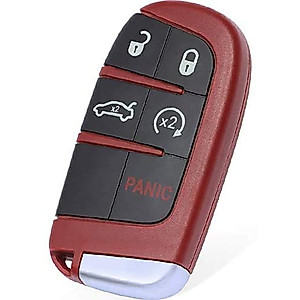 Keymall keyless Entry Replacement Red Remote Key Shell Case Blank 5B Fob for Dodge Challenger Charger Dart Durango, for Chrysler 300