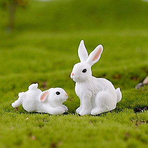 NUOBESTY 8pcs Rabbit Micro Landscape Bunny Decor Easter Bunny Mini Rabbit Figurine Bunny Cake Topper Mini Rabbit Toy Miniature Bunny Figures Fairy Toy Ornaments Rabbit Mini Cupcake White