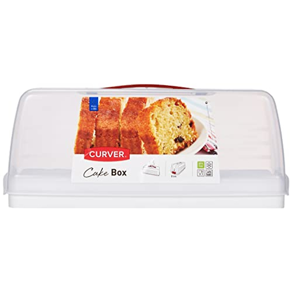 CURVER Curver-175247-Rectangular Cake Tin-Transparent/White, Multicolour
