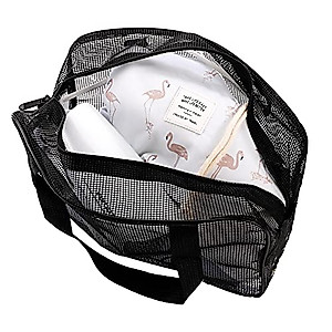 Hedume Set of 4 Mesh Shower Caddy Basket, Hanging Portable Tote Bag Toiletry for College, Bathroom Accessories, Dorm Room Essentials (2 Pack Large and 2 Pack Medium)