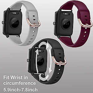 smaate Watch Band Compatible with P22 Donerton, Popglory, CanMixs, Kalinco 1.4inch, Motast Mugu Chalyh P36 P32, FirYawee P9 and compatible with AGPTEK LW31 Smartwatch, 3-pack, Slim Silicon replacement strap