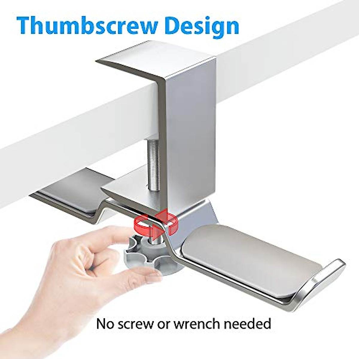 6amLifestyle Dual Rotatable Headphone Stand Hanger Under Desk Clamp Headset Holder Aluminum Load up to 11lb Headset Stand Hanger Compatible with Universal Headphones, Silver 6A-13SV