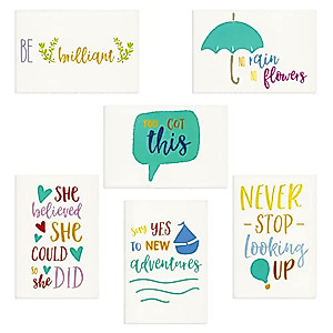 48 Pack Motivational Cards Featuring Positive Quotes and Envelopes, 6 Designs for All Ages, 10.2 x 15.2 cm