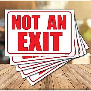 (5 Pack) Not an Exit Signs for Business 10"x7" Self Adhesive No Exit Sign for Door, Office, and Business.