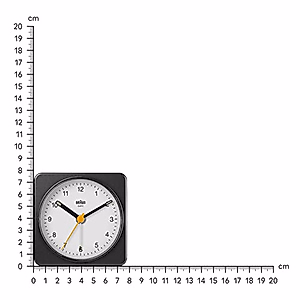 Braun Classic Analogue Alarm Clock with Snooze and Light, Quiet Quartz Sweeping Movement, Crescendo Beep Alarm in Black and White, Model BC03BW.