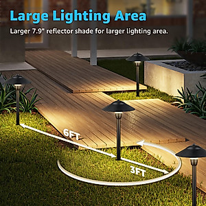 SUNVIE LED Landscape Lights Low Voltage Pathway Lights 12V Landscape Lighting Kit Aluminum Low Voltage Landscape Pathway Lights with Stake Waterproof for Walkway Yard Garden, 12 Pack with Connectors