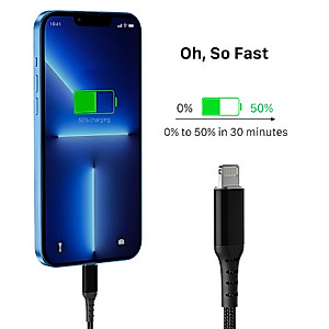 INVZI USB C to Lightning Cable with MFi Certified, iPhone Fast Charger 6.6ft Nylon Braided Cable for iPhone 16 Pro Max/Pro/Mini, iPhone 15 Pro Max, iPad 9, 8, Airpods Pro and More