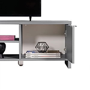 Madesa TV Stand with Cabinet Storage and Open Shelves for 55, 65 Inch Media Storage Gaming Media Console Living Room Entertainment Center Modern Wooden Television Cabinet - Grey