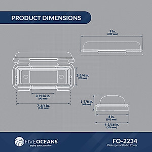 Five Oceans FO-2234-1 Marine Radio Cover, Water Resistant Heavy-Duty Boat Stereo Cover with Flip-up Door & Spring Loaded Release