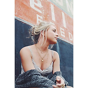 CANEVINKA 18K Gold Plated Love Heart Pendant Necklace for Women Dainty Oval Link Chain Layered Long Necklaces Toggle Lock Handmade Statement Jewelry 20”