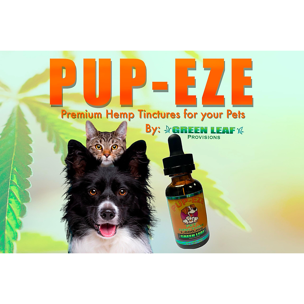 PUP-EZE Hemp Oil Pet Tincture, for Dogs and Cats, (2 Pack) Can Help with Anixeity, Stress,Pain, Arthritis,Stress Management and Joint Pain. Proudly Made in The USA 1000mg Hemp, (2) 1 oz 30 ml Bottles