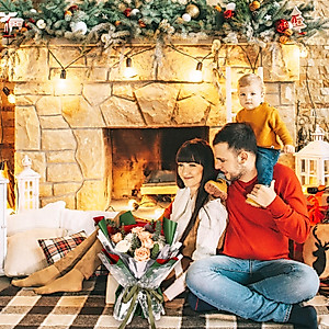 Whaline 40Pcs Christmas Flower Wrapping Papers Double Color Red Green Floral Packaging Papers with Snowflakes Cellophane Florist Bouquet Wrapping Papers, 23 x 23 Inch