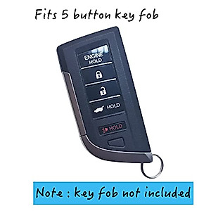 RUNZUIE 2Pcs Silicone Smart Remote Key Fob Compatible with 2023 2022 Acura RDX MDX Key Fob Cover 5 Buttons (Black with Red/Blue)