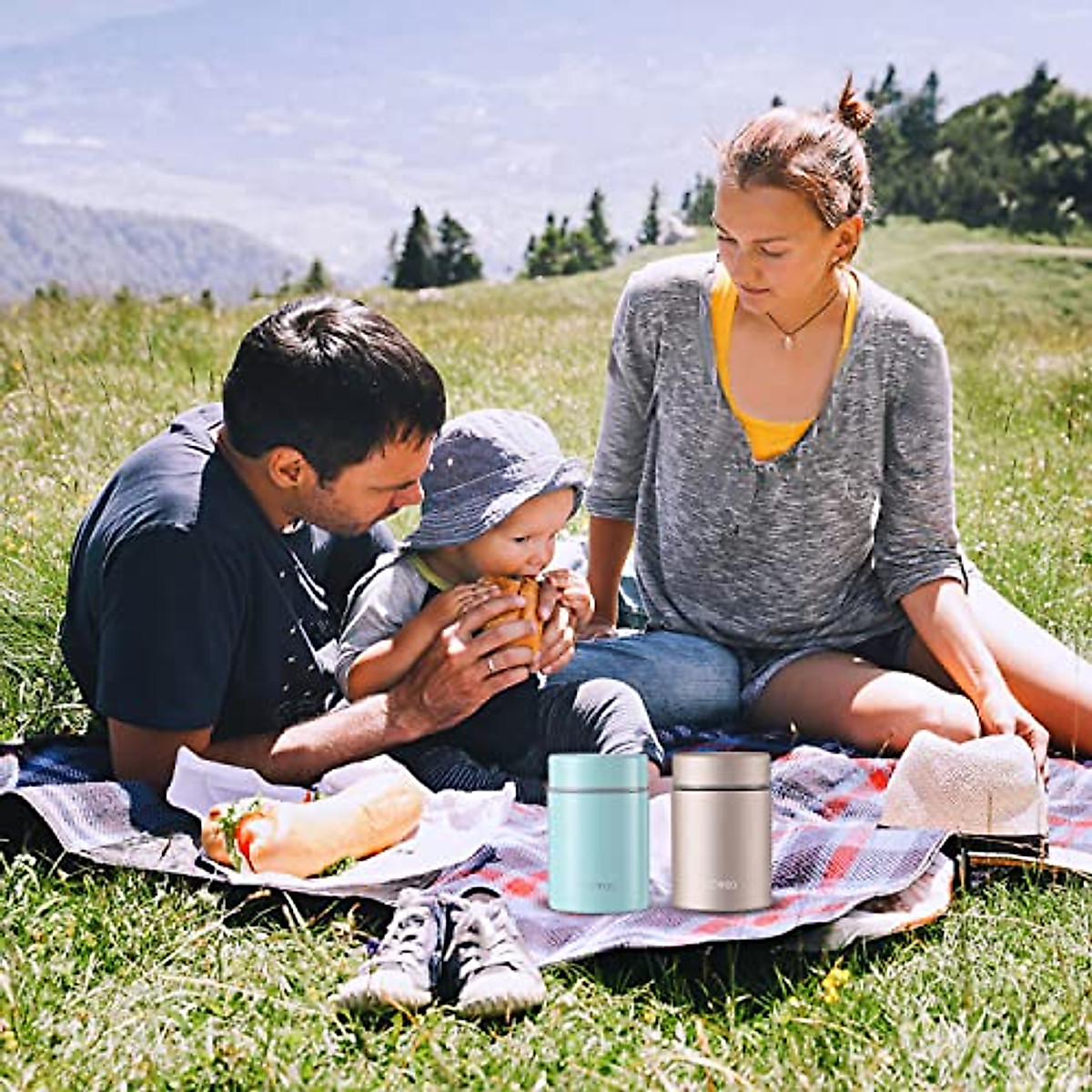 FEWOO Soup Thermos,Food Container for Hot Cold Food, Vacuum Insulated Stainless Steel Lunch Box for Kids Adult,Leak Proof Food Jar for School Office Picnic Travel Outdoors (Champaign Golden 13.5 oz)