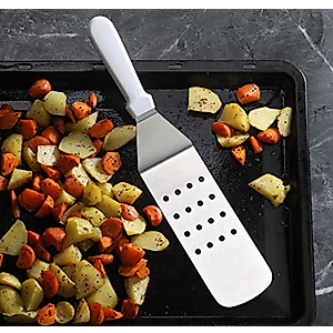 New Star Foodservice 36176 Plastic Handle Flexible Grill Turner/Spatula, Perforated, 14.5-Inch, White