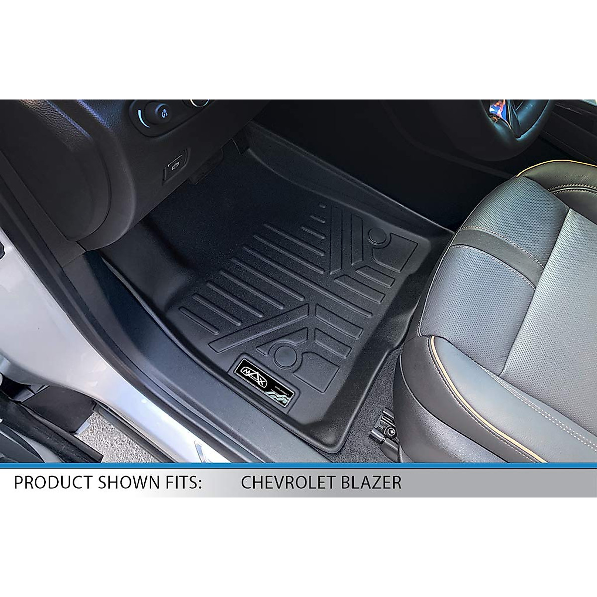 MAXLINER Custom Fit Floor Mats 2 Row Liner Set Black Compatible with 2019-2022 Chevrolet Blazer