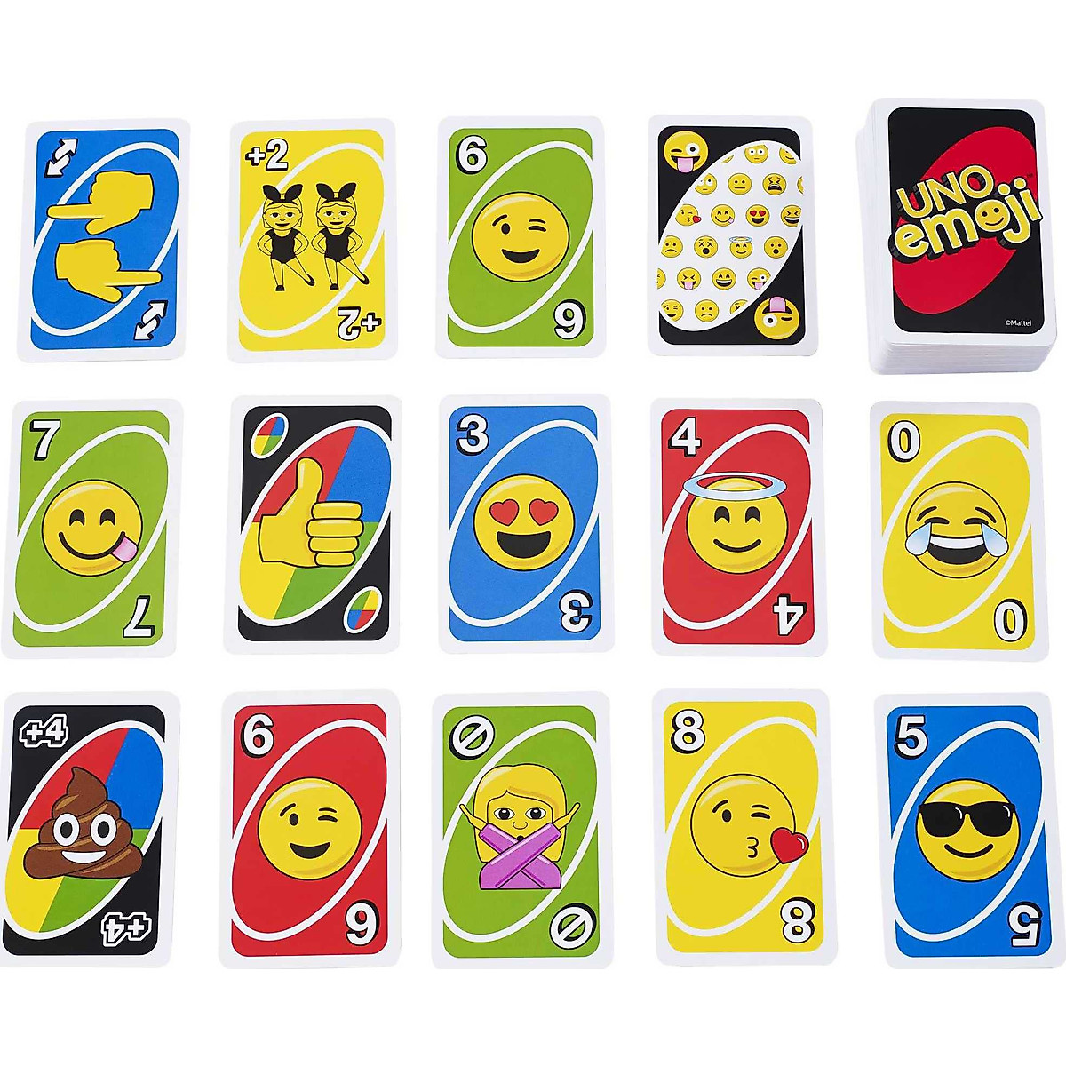 Mattel Games UNO Emoji Card Game for Kids, Adults, Familieis & Game Nights, Deck Features Hilarious Emojis
