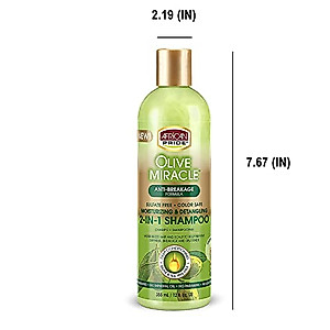 African Pride Olive Miracle 2-in-1 Shampoo and Conditioner, 12 Ounce