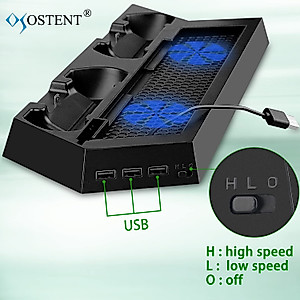 OSTENT Dual Motors Cooling Fan Radiator Charger Station USB Hub Vertical Stand for Sony PS4 / Slim Console