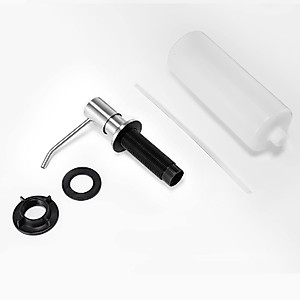 FORIOUS Soap Dispenser for Kitchen Sink, Built in Sink Soap Dispenser, Countertop Soap Dispenser with 500ML/18OZ Bottle, Lotion Dispenser for Kitchen Sink Built in Refill from The Top, Brushed Nickel