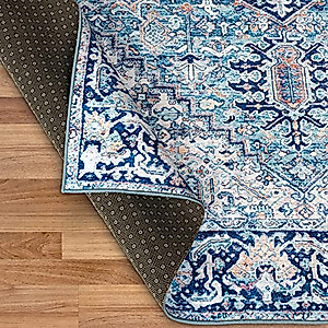 ReaLife Machine Washable Rug - Stain Resistant, Non-Shed - Eco-Friendly, Non-Slip, Family & Pet Friendly - Premium Recycled Fibers - Vintage Distressed Traditional - Blue, Ivory, Orange, 5' x 7'