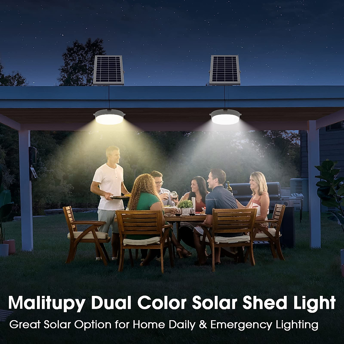 Malitupy Solar Ceiling Lights Indoor Outdoor Home, Daytime & Dimmable 1000LM Solar Shed Light with ON Off Switch & Remote, Cool/Warm White Solar Barn Light for Yard, Patio, Shop, Porch, Chicken Coop