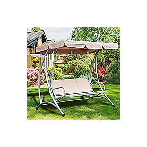 Waterproof Patio Swing Canopy Cover Set - Patio Swing Cushion Cover 3 Person Swing Seat Cover Replacement Anti Dust Protector 74.80 x 51.97 x 5.91 inch(Beige)