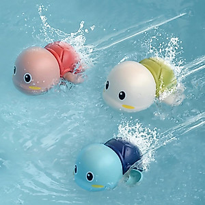 Baby Bath Toys, Wind up Swimming Turtle Toys for Toddlers, Floating Water Bathtub Shower Toys, Bathroom Pool Play Sets Fun Bathtime Gift for Kids Infants Boys Girls (3 Pack)