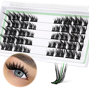 Alice DIY Lash Extensions Clusters Eyelashes L Curl Lash Clusters Cat Eye Individual Lashes Fluffy Wispy DIY Cluster Lashes Extensions False Eyelashes by ALICE Black