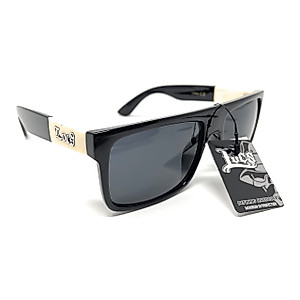 Locs 91156 Black Sunglasses | Authentic Gangster Squared Flat Top Ivory Arms Shades