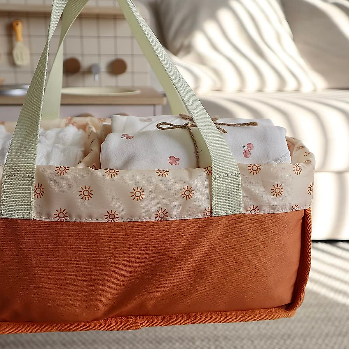 MOMIGO Baby Diaper Caddy Organizer - Portable Nursery Storage Basket for Diapers and Baby Wipes, Diaper Stacker Car Organizer, newborn nursery Gift