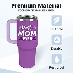 Best Mom Ever Cups 40Oz with Handle, Mom Birthday Gifts, Best Mom Ever Gifts, Gifts for Mom from Daughter Son, Best Mom Coffee Travel Mug, Christmas Mothers Day Drinking Cup for Mom, Mama, New Mom