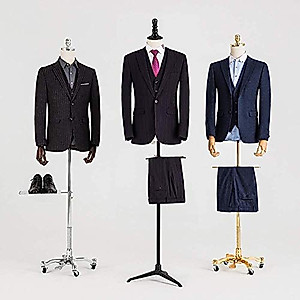 Tailors Dummy Mannequin Torso Adjustable Height with Universal Casters |for Male Shirt Form Display Dressmakers Dummy
