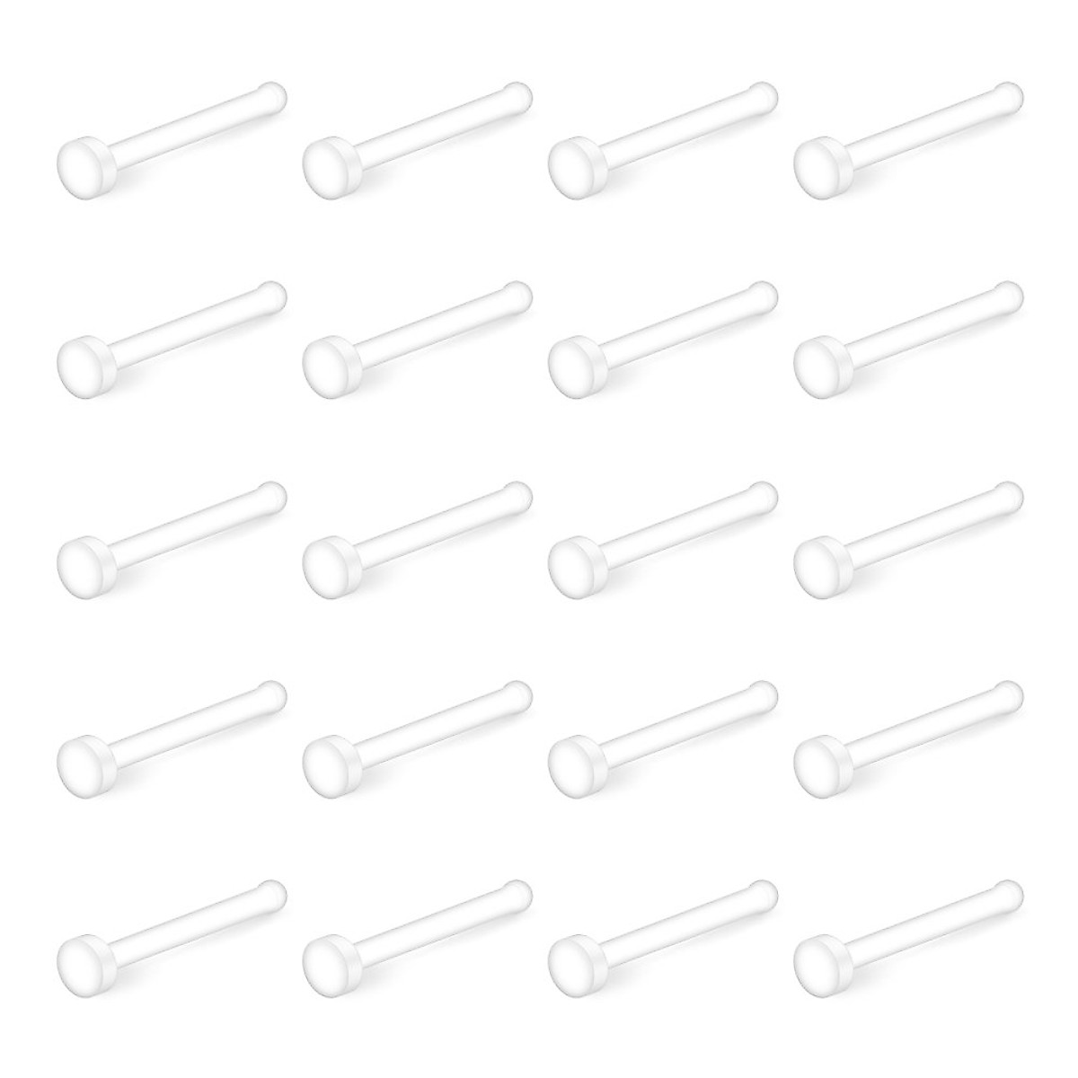 Ruifan 22G Clear Bioflex Nose Bone Ring Stud Retainer Body Jewelry Piercing Top Flat 2mm 20PCS