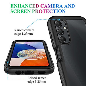 wahhle Compatible with Samsung Galaxy A14 5G Case, Built in Screen Protector Full Body Shockproof Slim Fit Bumper Protective Phone Cover for Samsung A14 4G/5G 6.6 Inch Men Women-Black/Clear